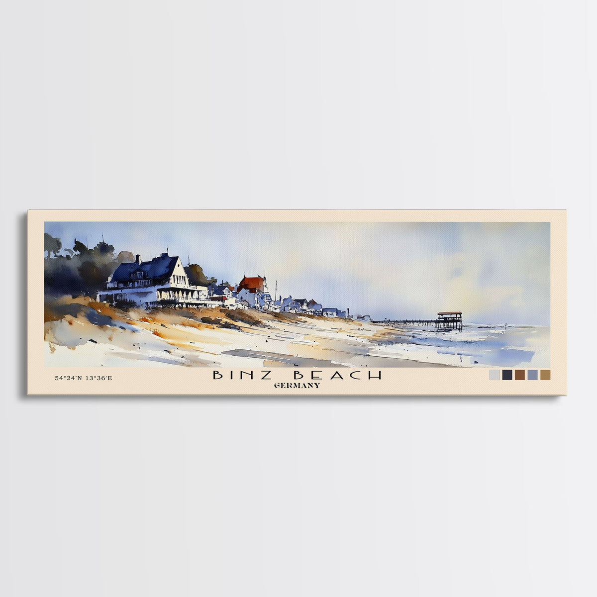 Binz Beach, Germany Watercolor Print, Vacation Gift, Germany Wall Art,