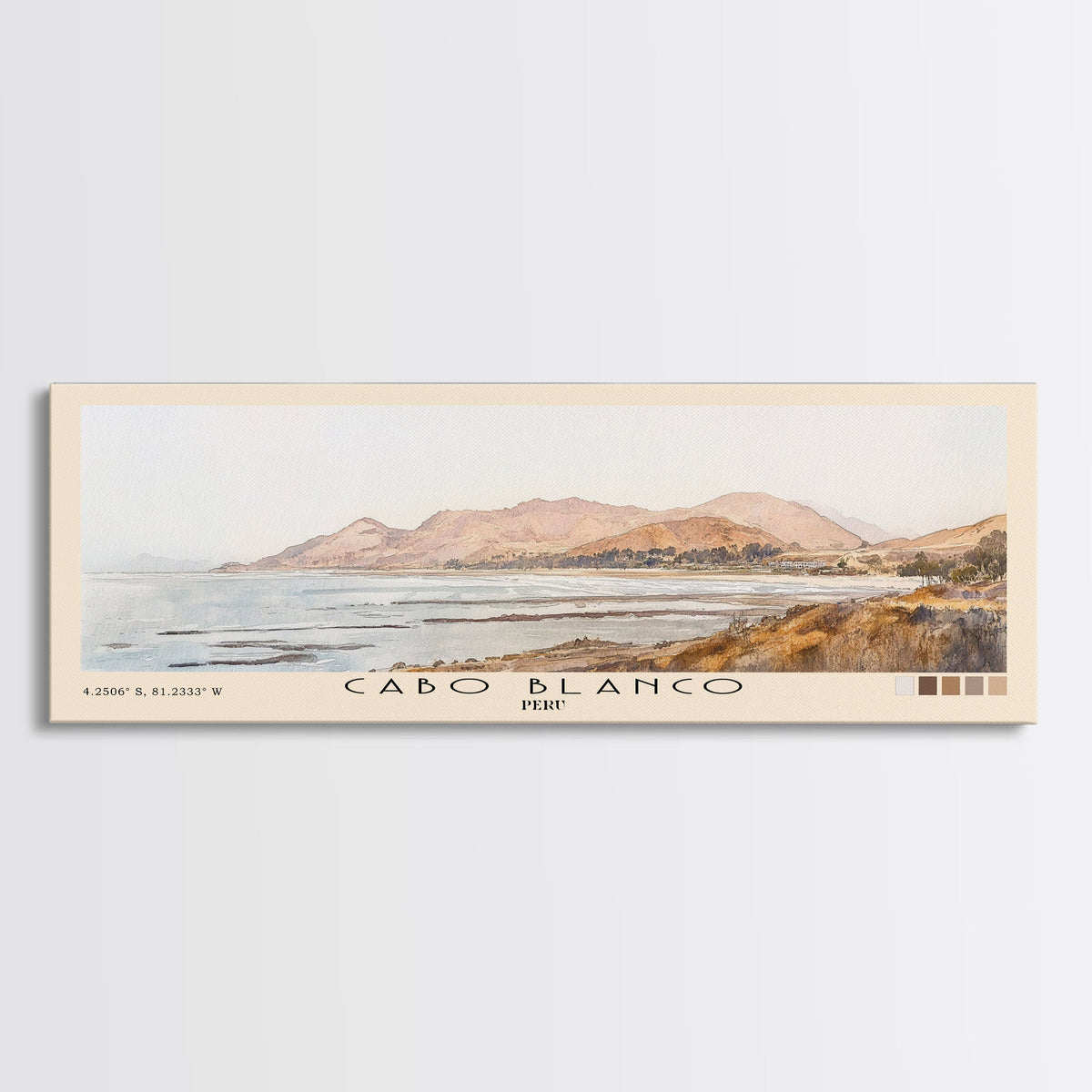 Cabo Blanco, Peru Watercolor Beach Print, Vacation Gift, Peru Wall Art