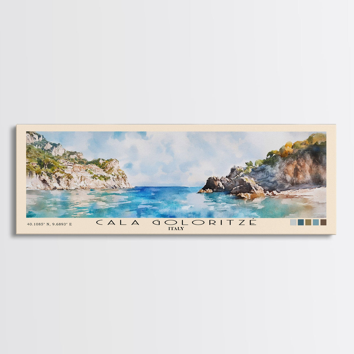 Cala Goloritzé, Italy Watercolor Beach Print, Vacation Gift, Italy Wal