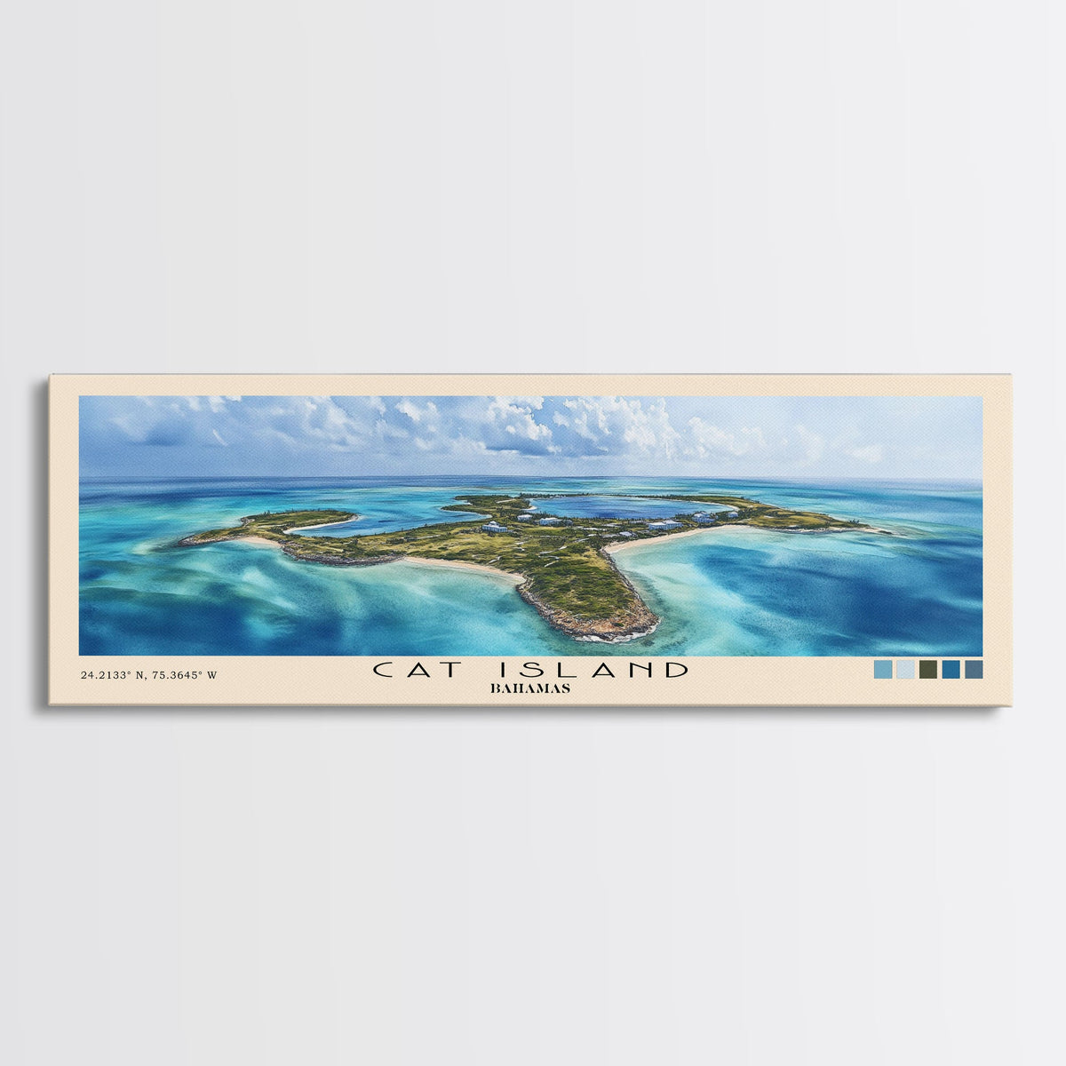Cat Island, Bahamas Watercolor Beach Print, Vacation Gift, Bahamas Wal