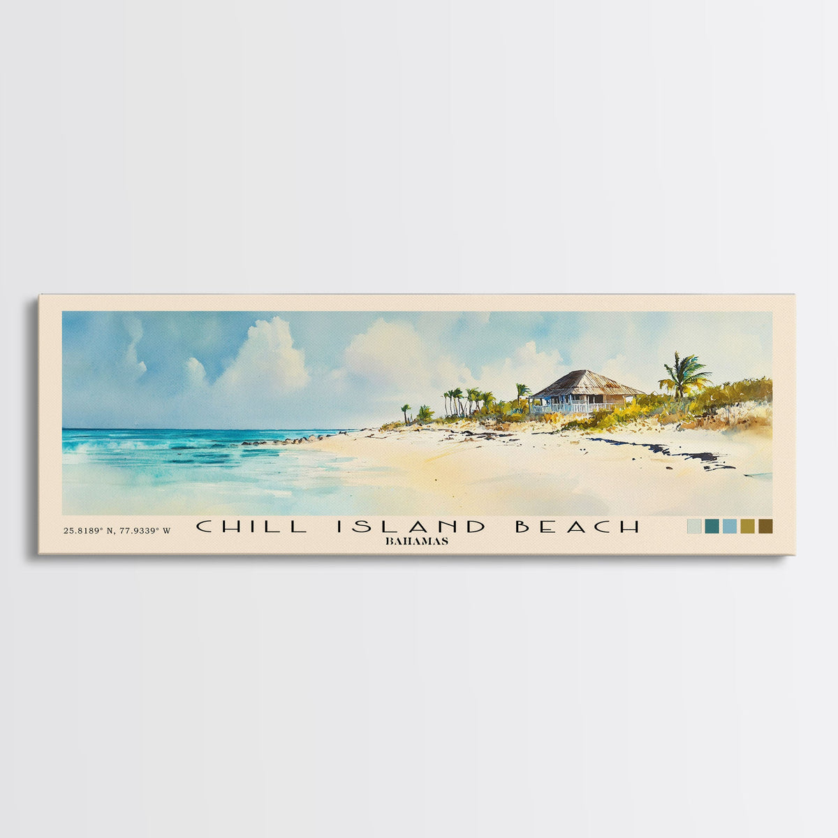 Chill Island Beach, Bahamas Watercolor Beach Print, Vacation Gift, Bah
