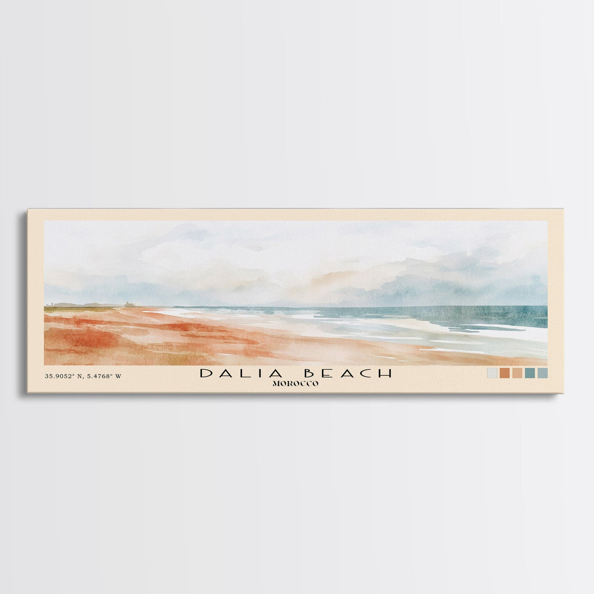 Dalia Beach, Morocco Watercolor Print, Vacation Gift, Morocco Wall Art