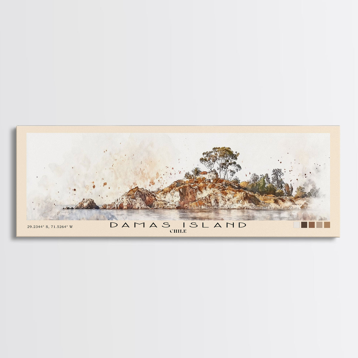 Damas Island, Chile Watercolor Beach Print, Vacation Gift, Chile Wall