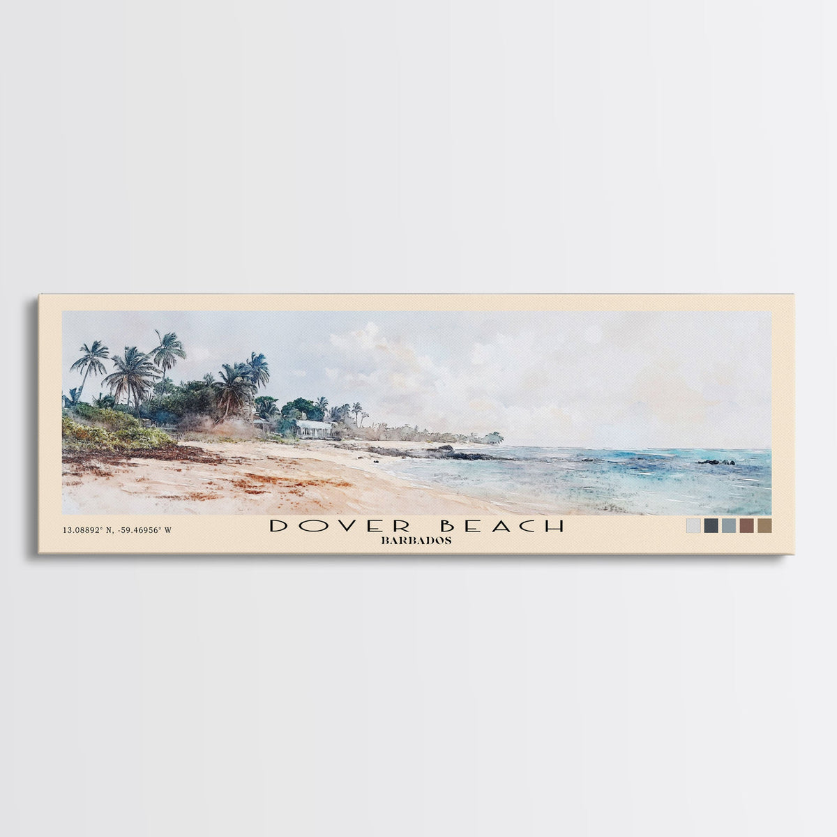 Dover Beach, Barbados Watercolor Beach Print, Vacation Gift, Barbados