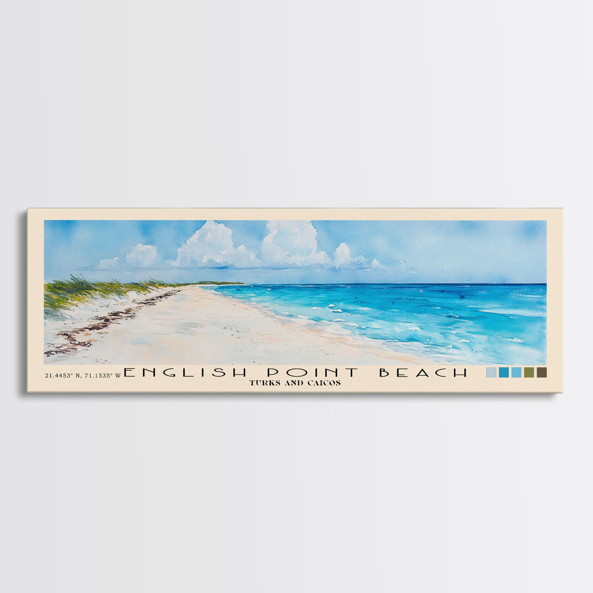English Point Beach, Turks and Caicos Watercolor Print, Vacation Gift,