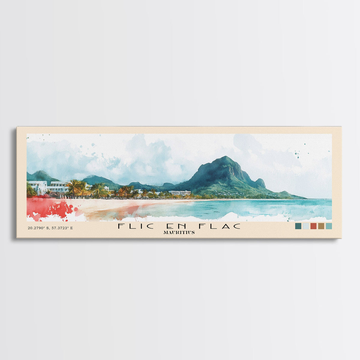 Flic en Flac, Mauritius Watercolor Print, Vacation Gift, Mauritius Wal