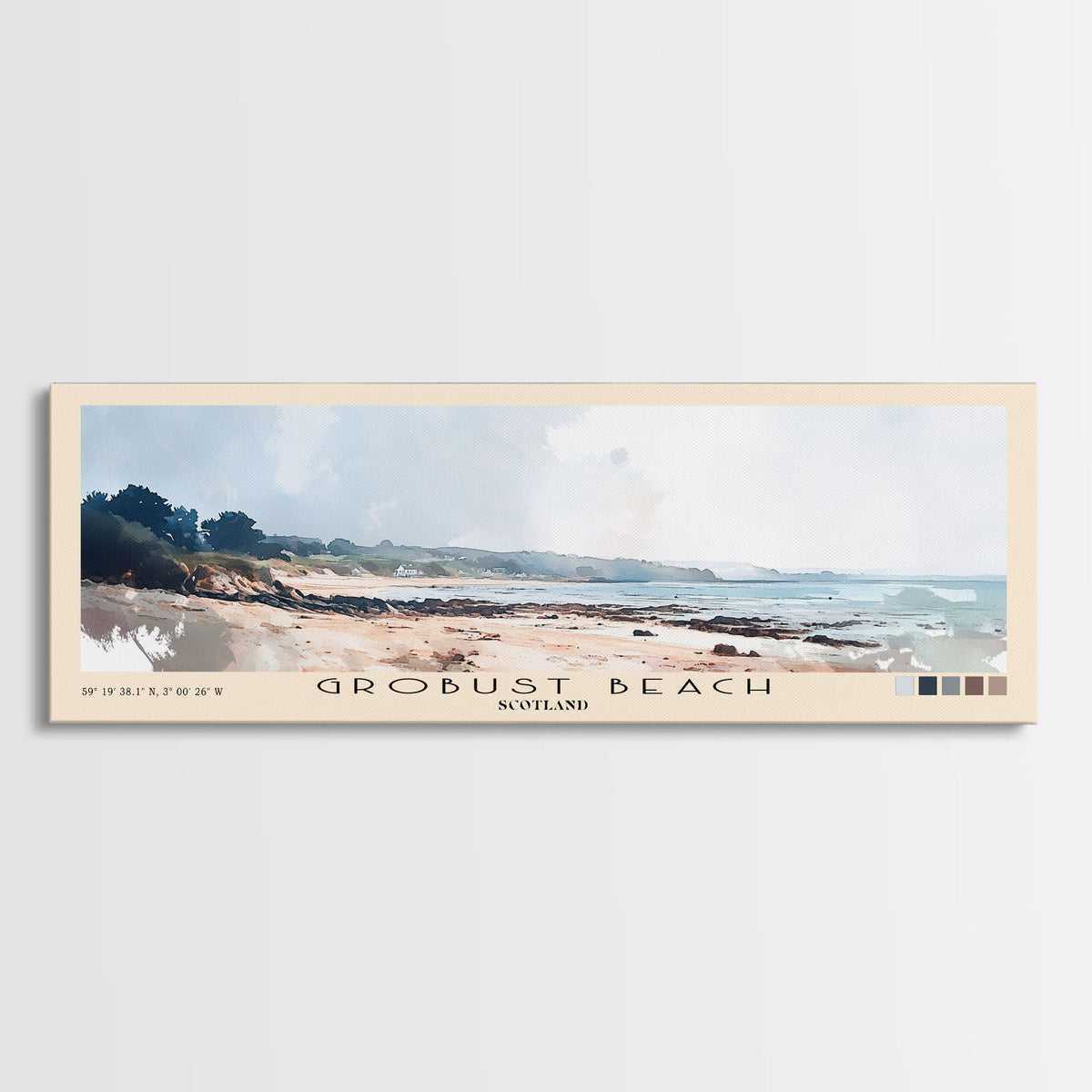 Grobust beach, Scotland Watercolor Print, Vacation Gift, Scotland Wall