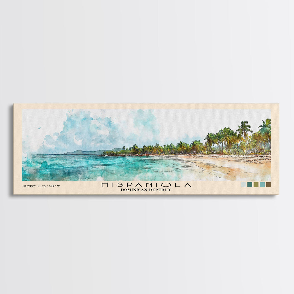 Hispaniola, Dominican Republic Watercolor Beach Print, Vacation Gift,