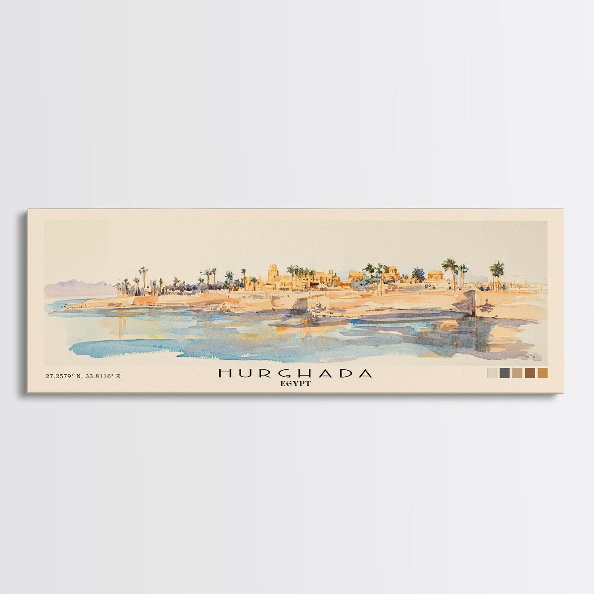 Hurghada, Egypt Watercolor Beach Print, Vacation Gift, Egypt Wall Art,