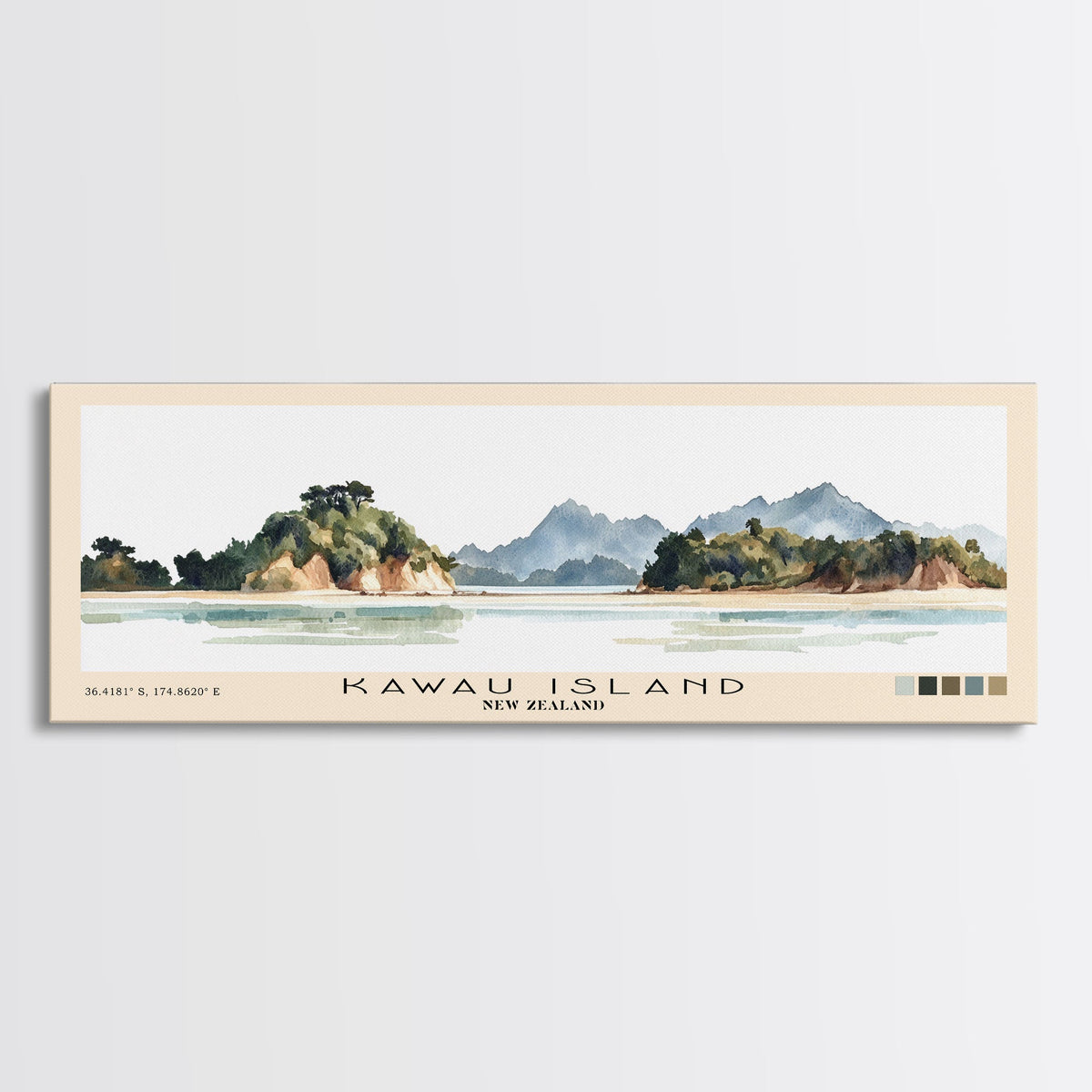 Kawau Island, New Zealand Watercolor Beach Print, Vacation Gift, New Z