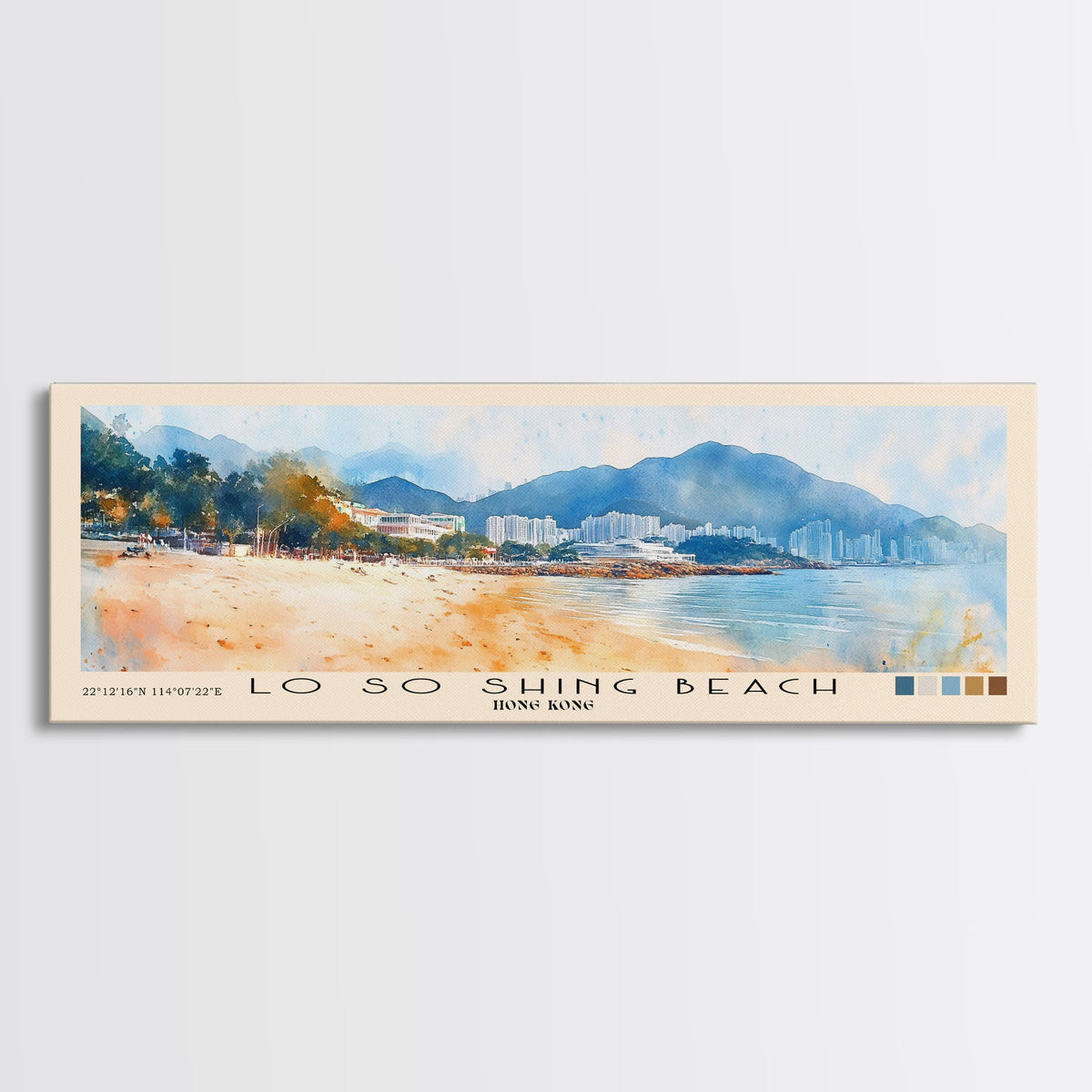 Lo So Shing Beach, Hong Kong Watercolor Beach Print, Vacation Gift, Ho