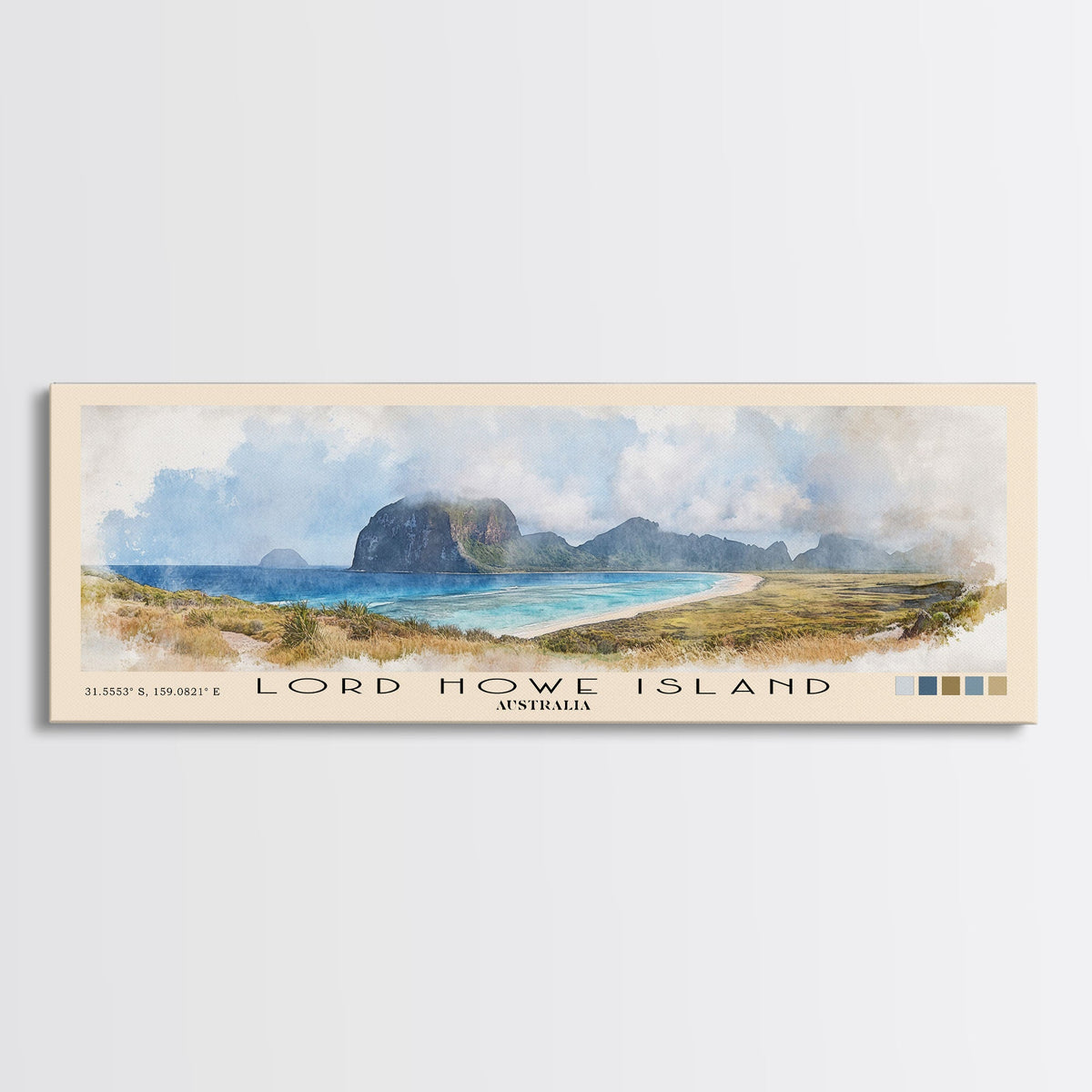 Lord Howe Island, Australia Watercolor Beach Print, Vacation Gift, Aus