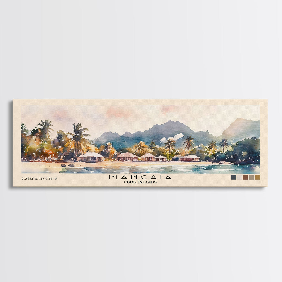 Mangaia, Cook Islands Watercolor Print, Vacation Gift, Cook Islands Wa