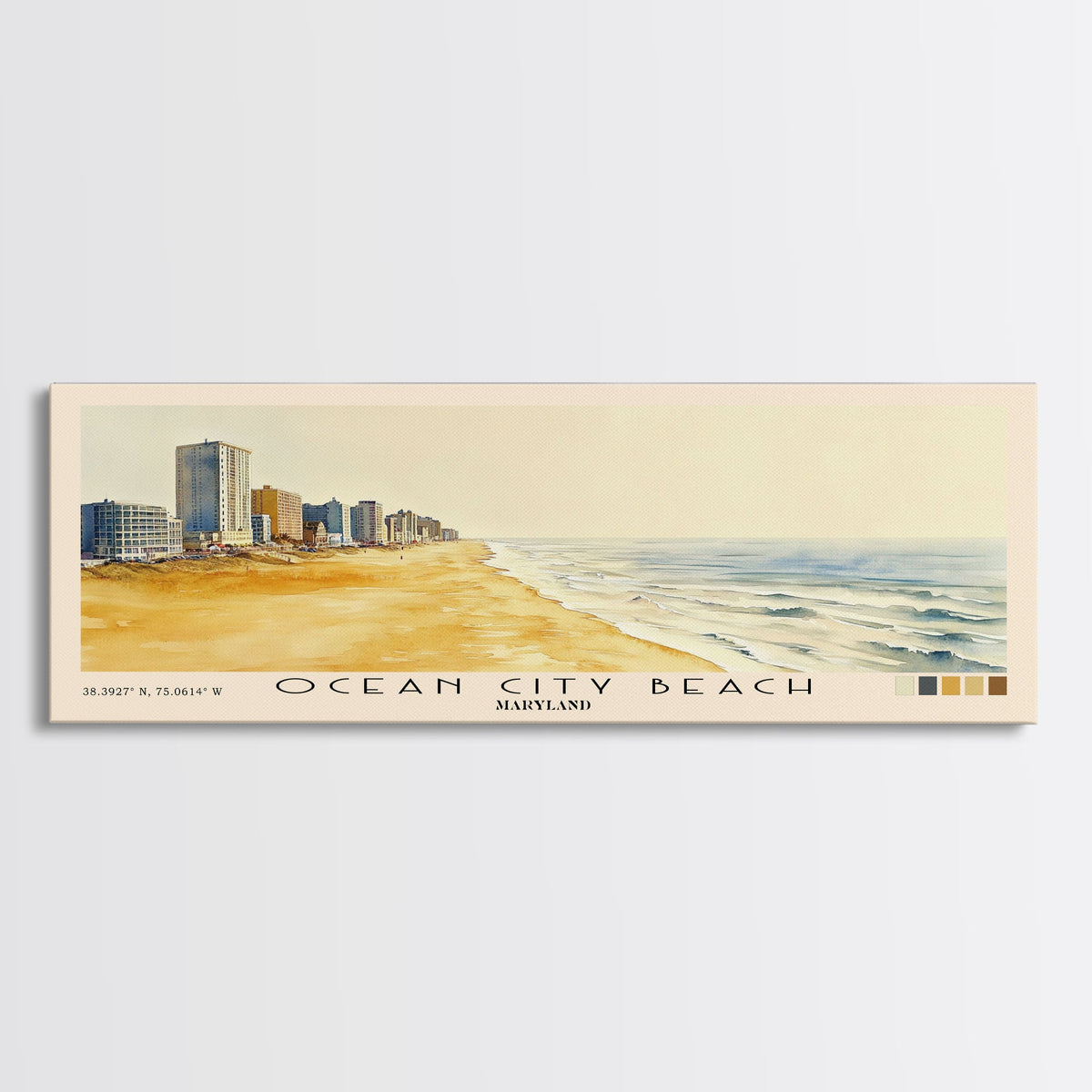 Ocean City Beach, Maryland Watercolor Beach Print, Vacation Gift, Mary