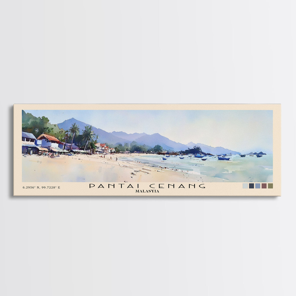Pantai Cenang, Malasyia Watercolor Beach Print, Vacation Gift, Malasyi