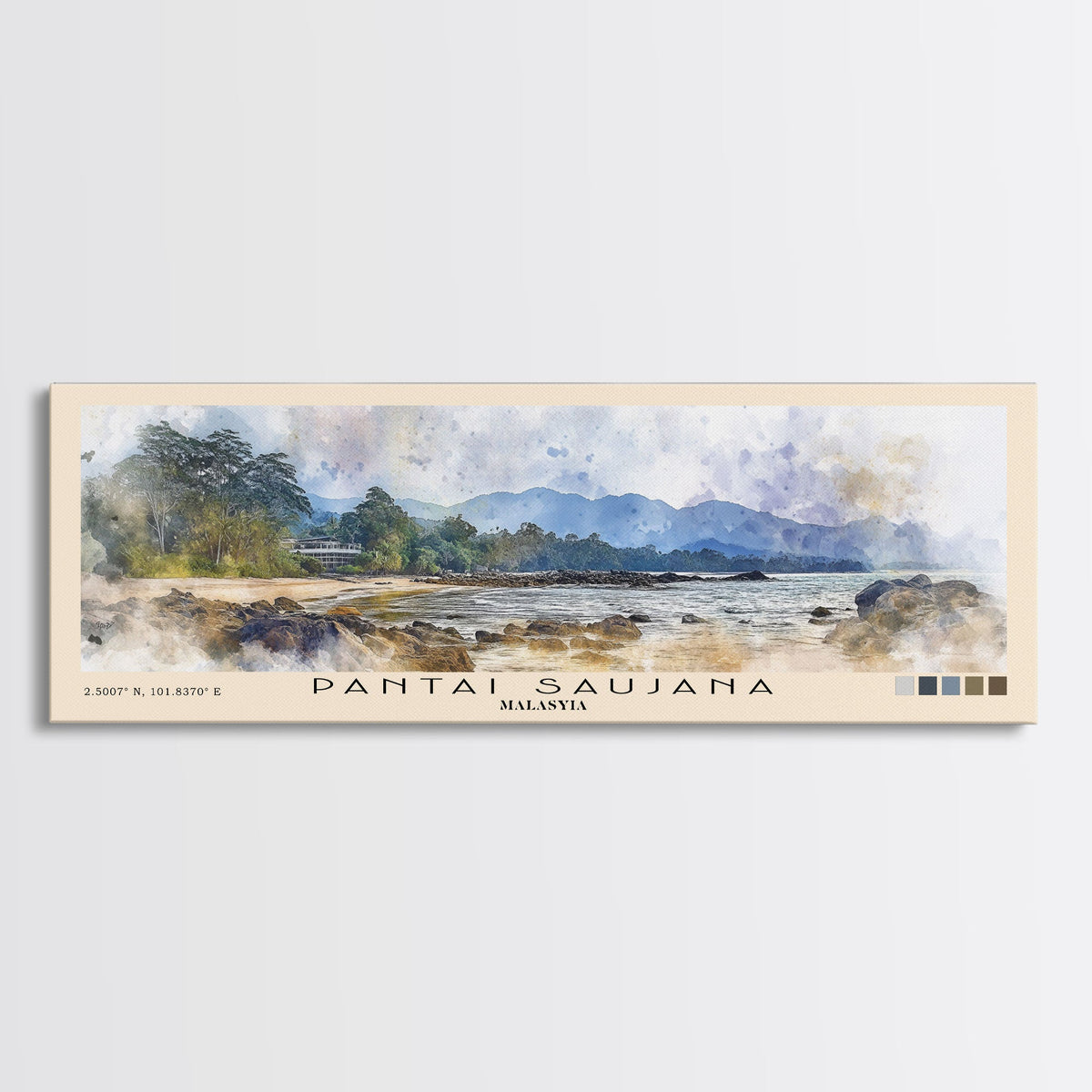 Pantai Saujana, Malasyia Watercolor Print, Vacation Gift, Malasyia Wal