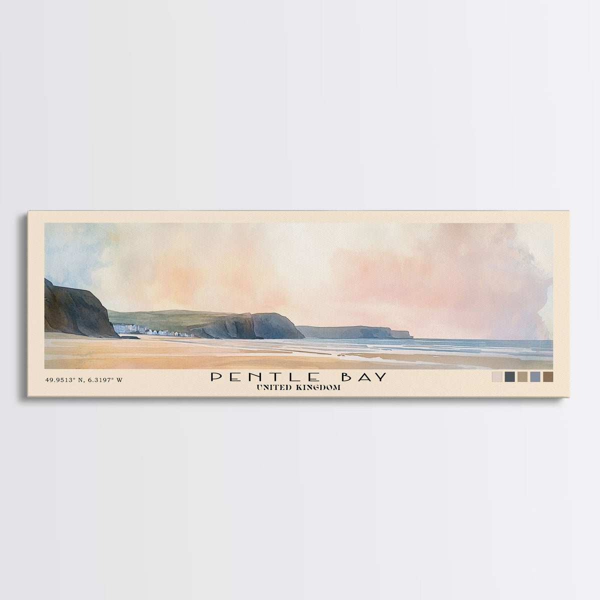 Pentle Bay, United Kingdom Watercolor Beach Print, Vacation Gift, Unit