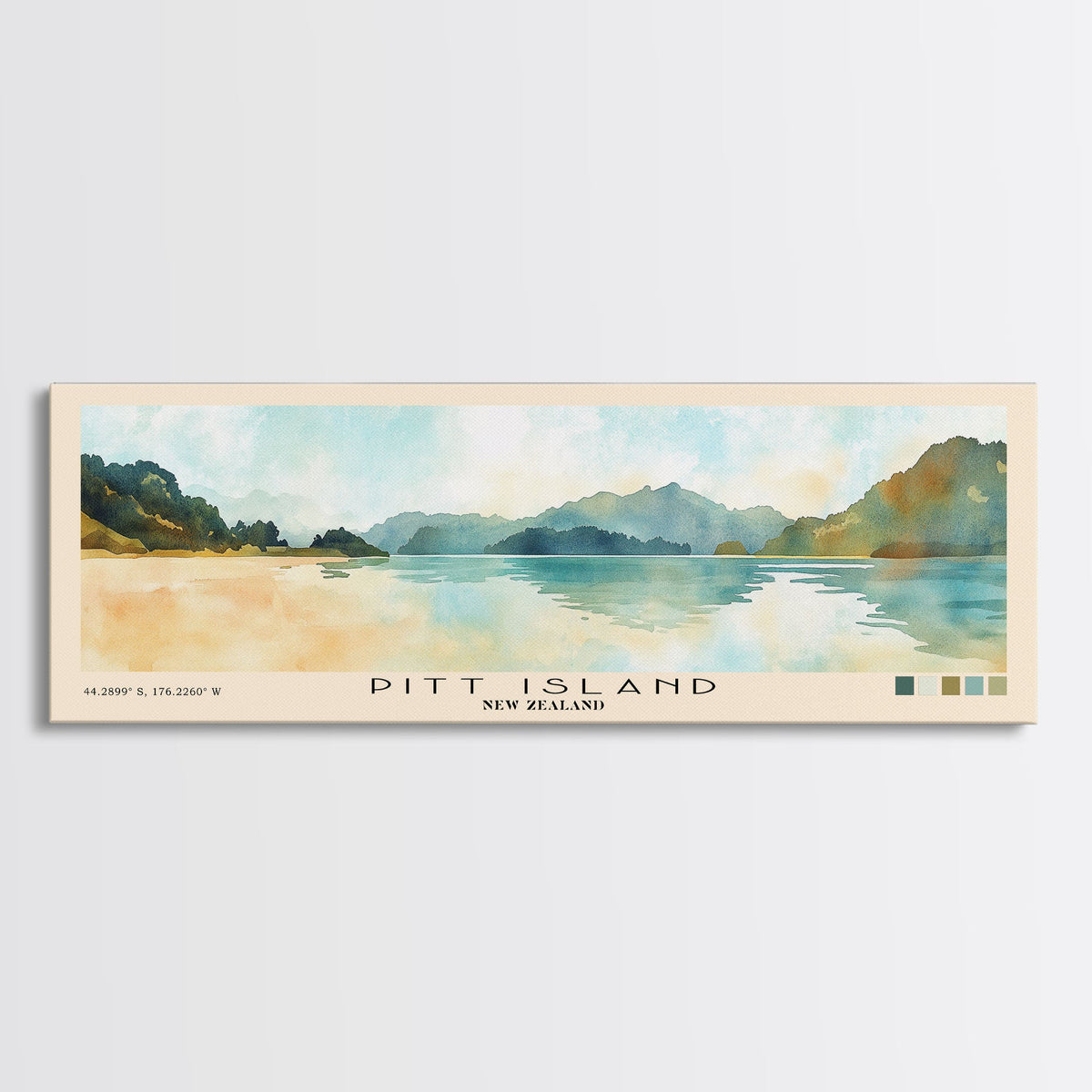 Pitt Island, New Zealand Watercolor Beach Print, Vacation Gift, New Ze