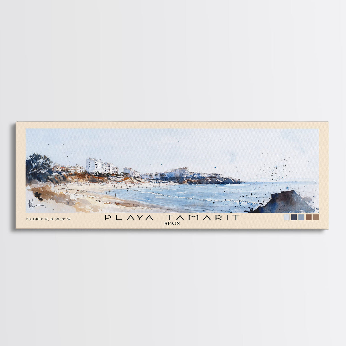 Playa Tamarit, Spain Watercolor Print, Vacation Gift, Spain Wall Art,