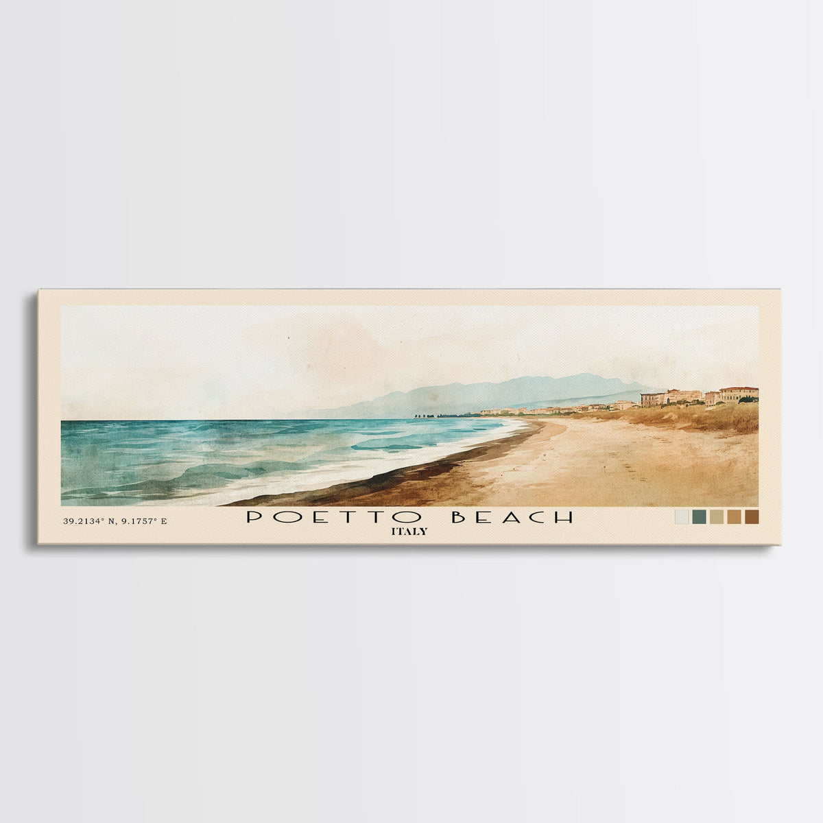 Poetto Beach, Italy Watercolor Beach Print, Vacation Gift, Italy Wall