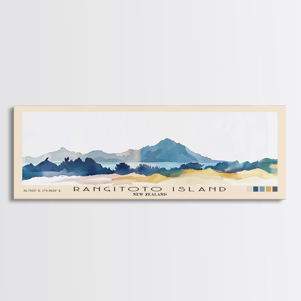 Rangitoto Island, New Zealand Watercolor Beach Print, Vacation Gift, N