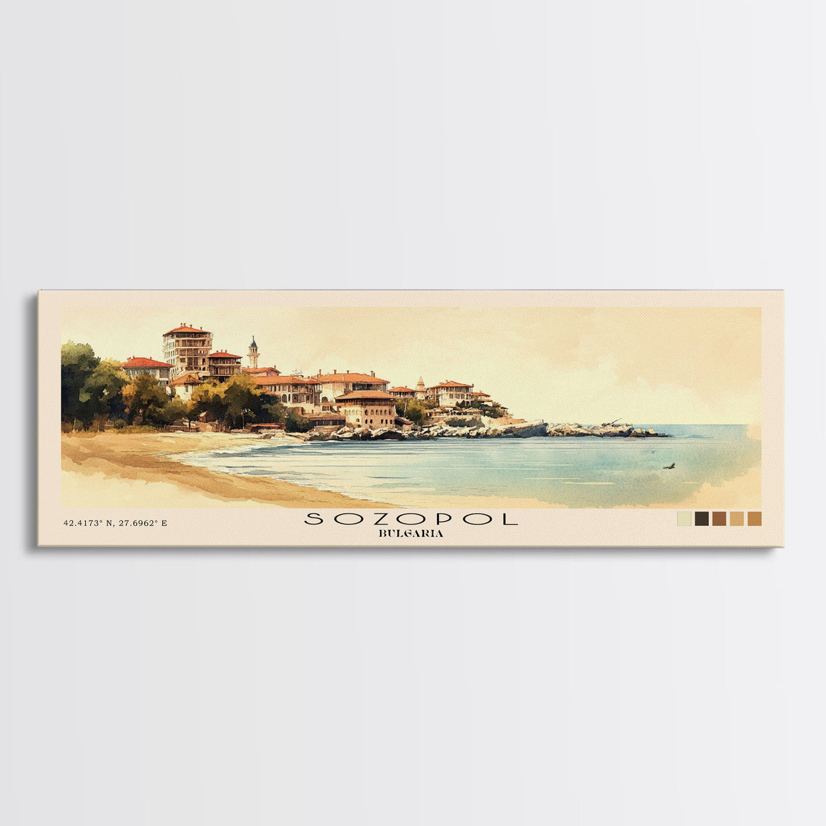 Sozopol, Bulgaria Watercolor Beach Print, Vacation Gift, Bulgaria Wall