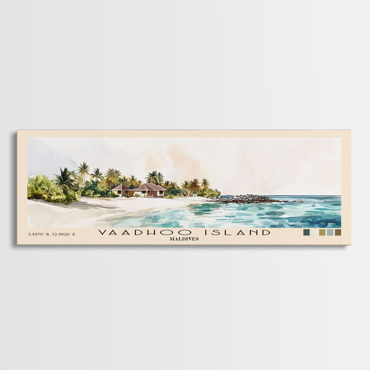 Vaadhoo Island, Maldives Watercolor Print, Vacation Gift, Maldives Wal