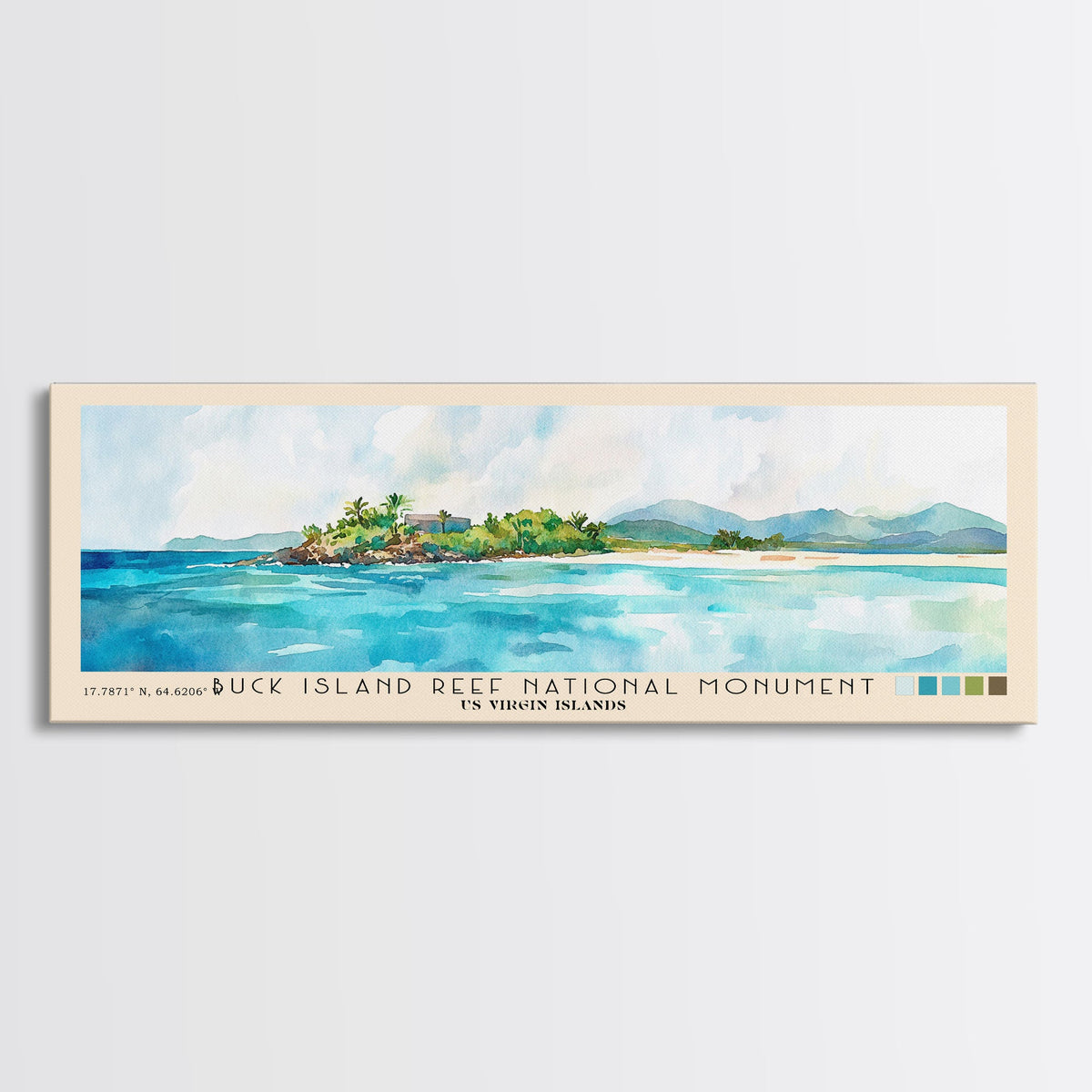 Buck Island Reef National Monument, US Virgin islands Watercolor Print