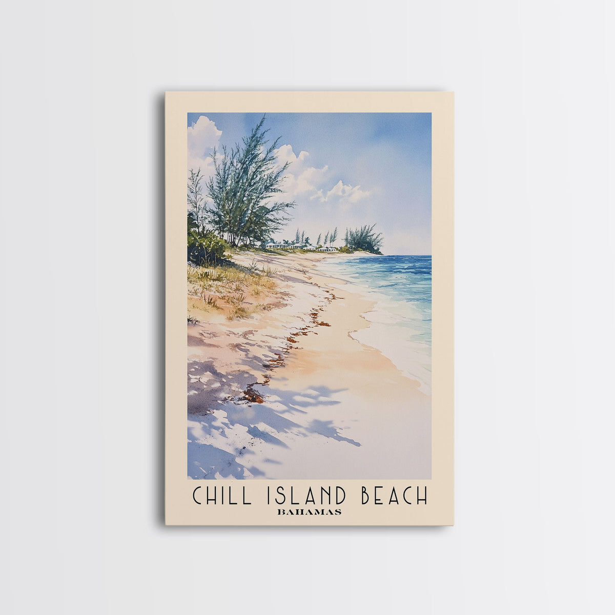 Chill Island Beach, Bahamas Watercolor Beach Print, Vacation Gift, Bah