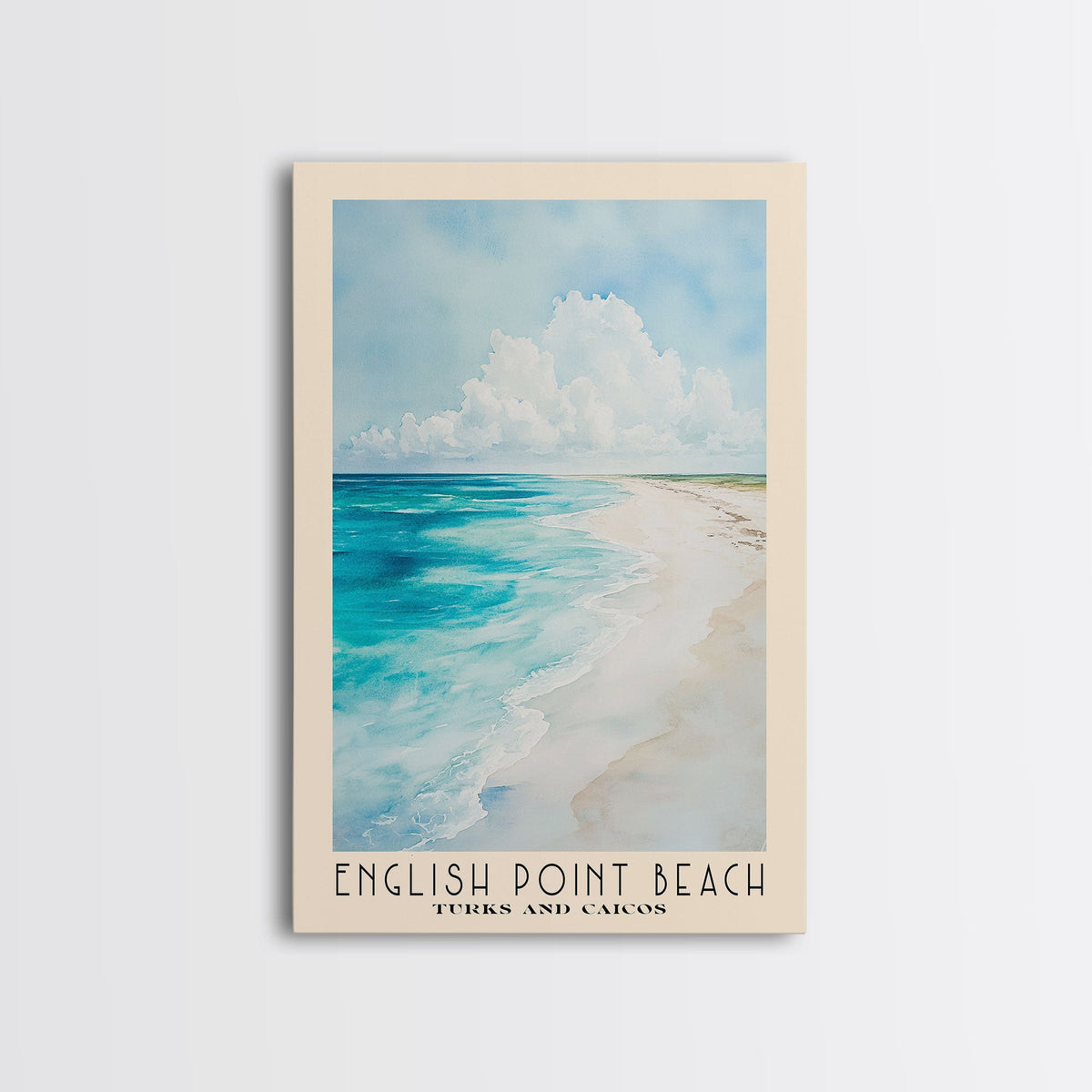 English Point Beach, Turks and Caicos Watercolor Print, Vacation Gift,