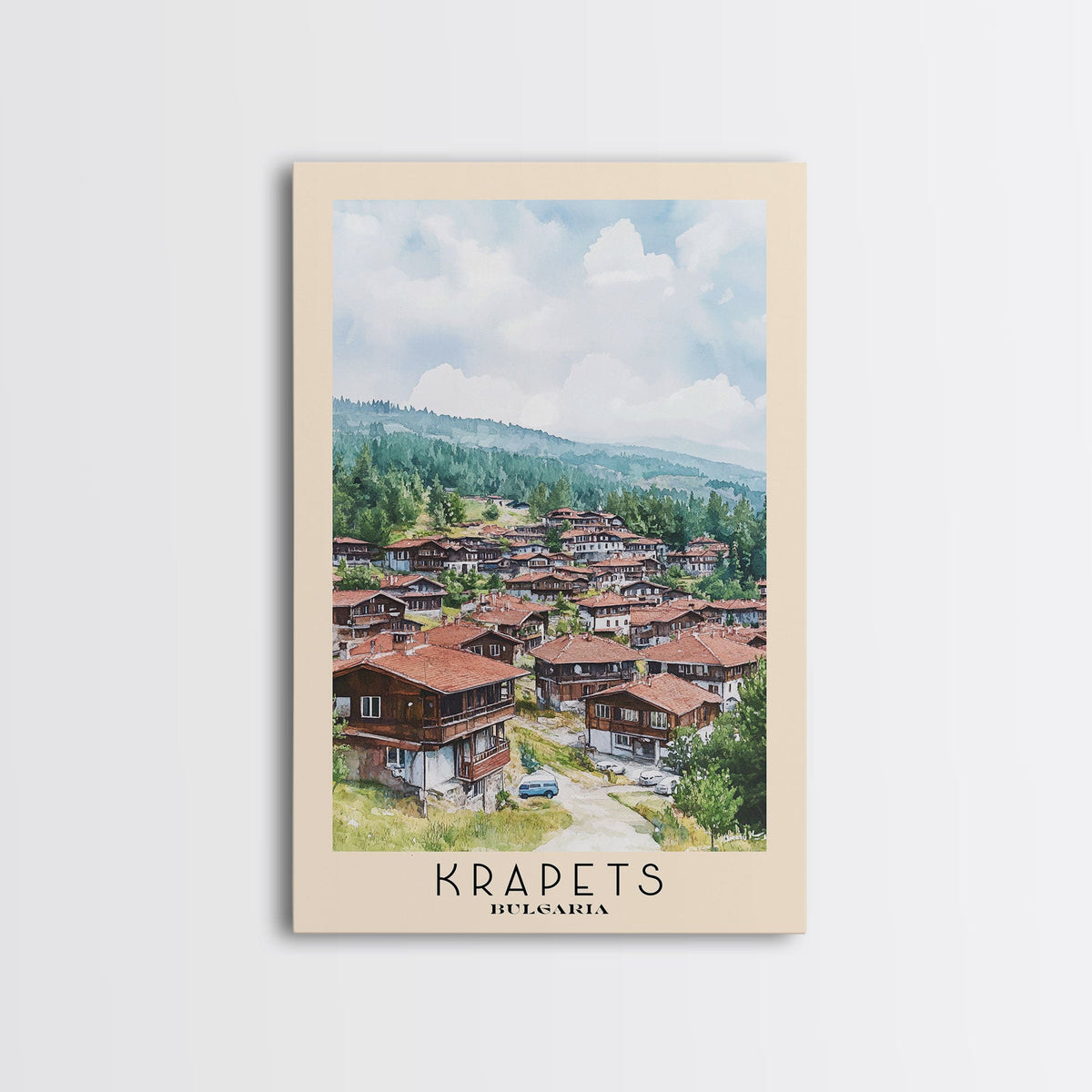 Krapets, Bulgaria Watercolor Print, Vacation Gift, Bulgaria Wall Art,