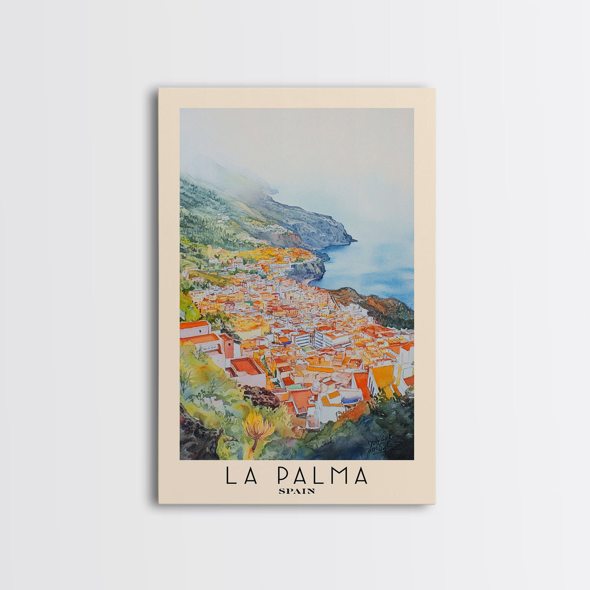 La Palma, Spain Watercolor Print, Vacation Gift, Spain Wall Art, Beach