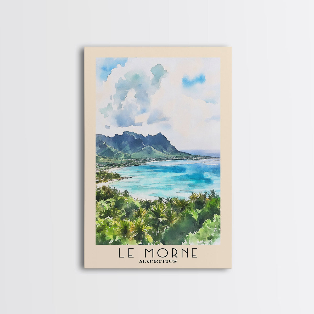 Le Morne, Mauritius Watercolor Print, Vacation Gift, Mauritius Wall Ar