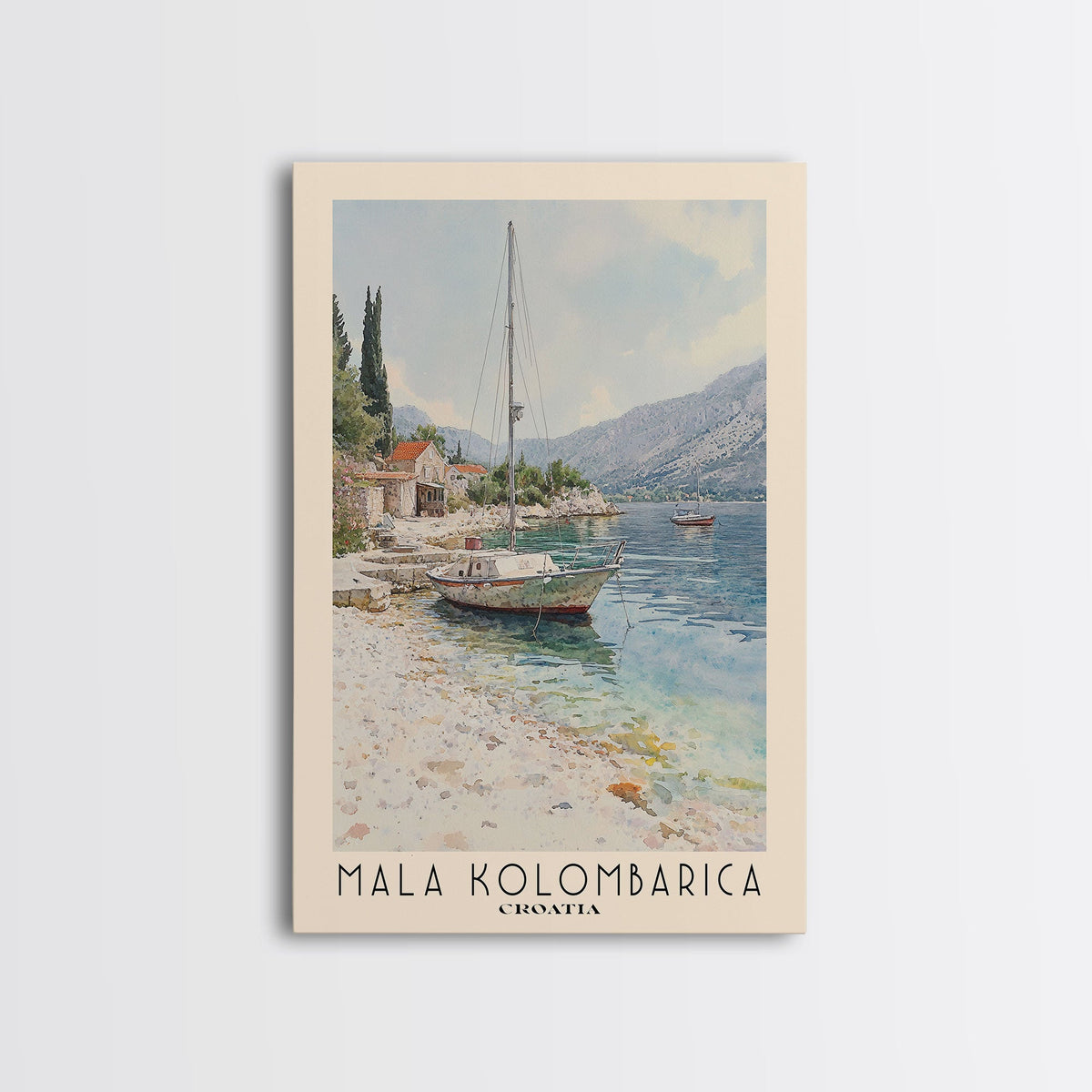 Mala Kolombarica, Croatia Watercolor Beach Print, Vacation Gift, Croat