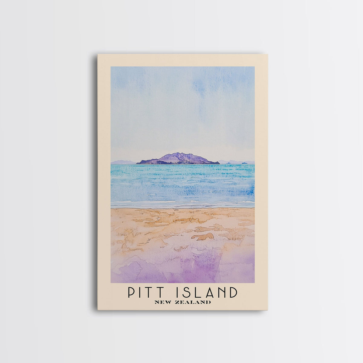 Pitt Island, New Zealand Watercolor Beach Print, Vacation Gift, New Ze