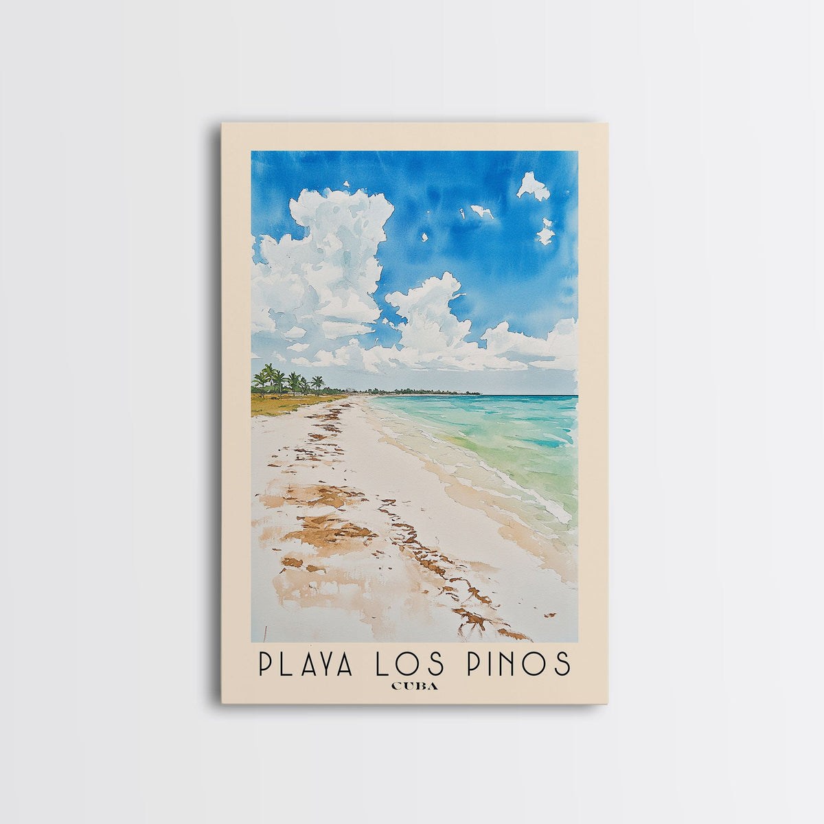 Playa Los Pinos, Cuba Watercolor Print, Vacation Gift, Cuba Wall Art,