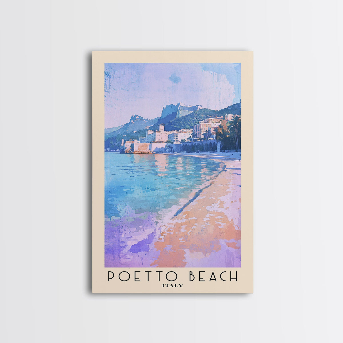 Poetto Beach, Italy Watercolor Beach Print, Vacation Gift, Italy Wall