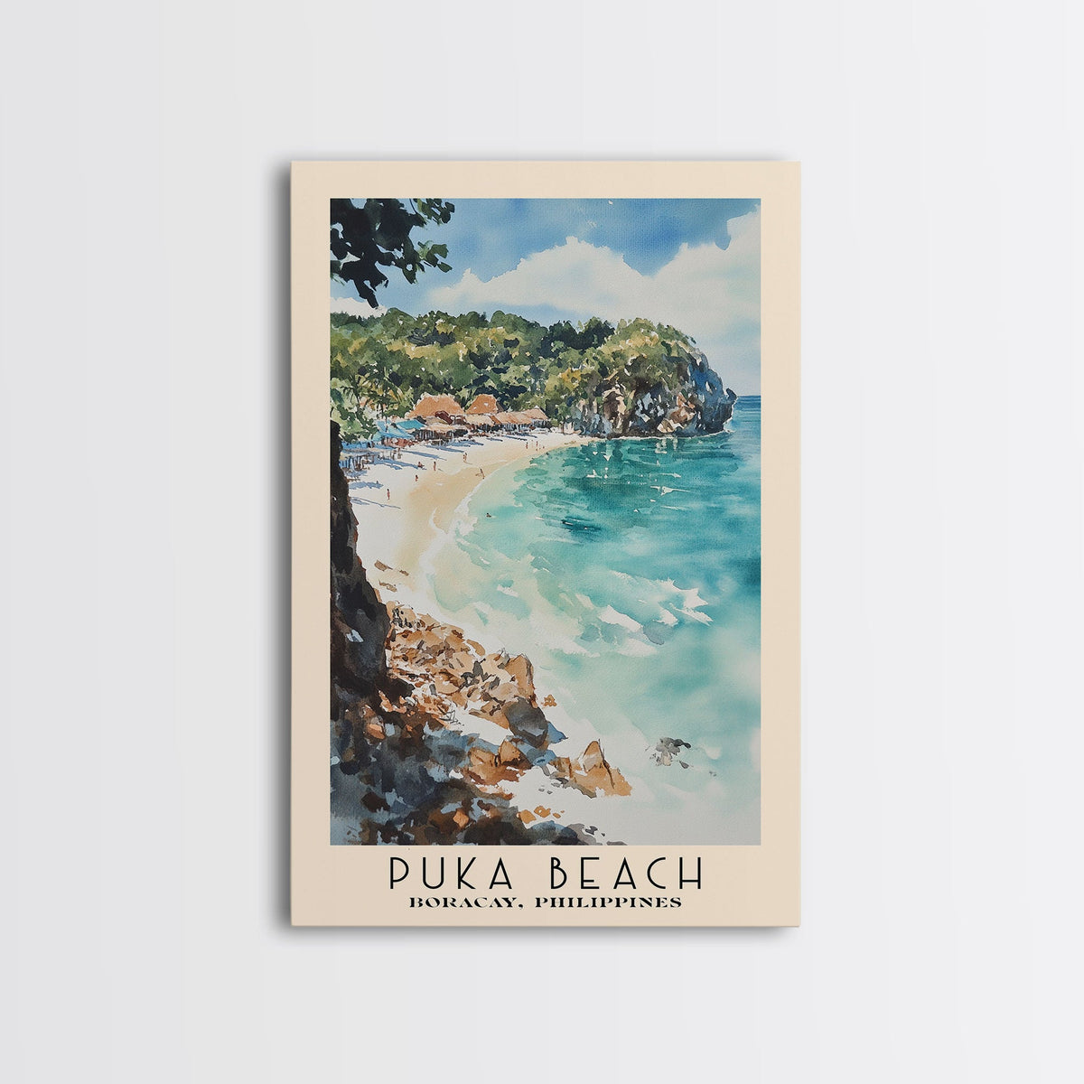 Puka Beach, Boracay, Philippines Watercolor Print, Vacation Gift, Bora