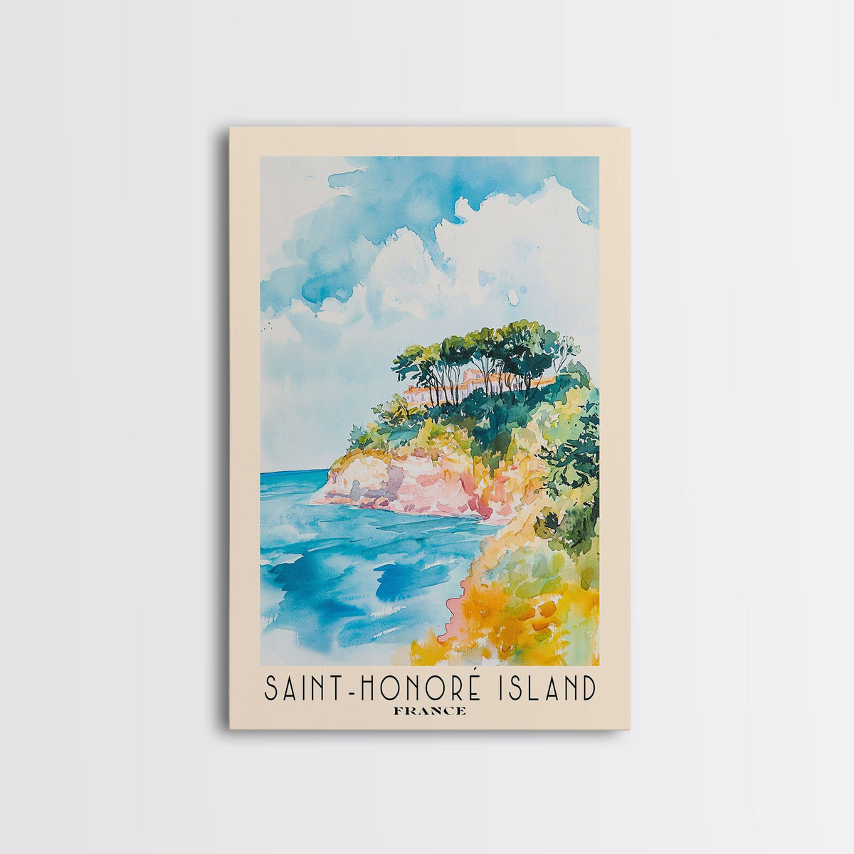 Saint-Honoré Island, France Watercolor Print, Vacation Gift, France Wa