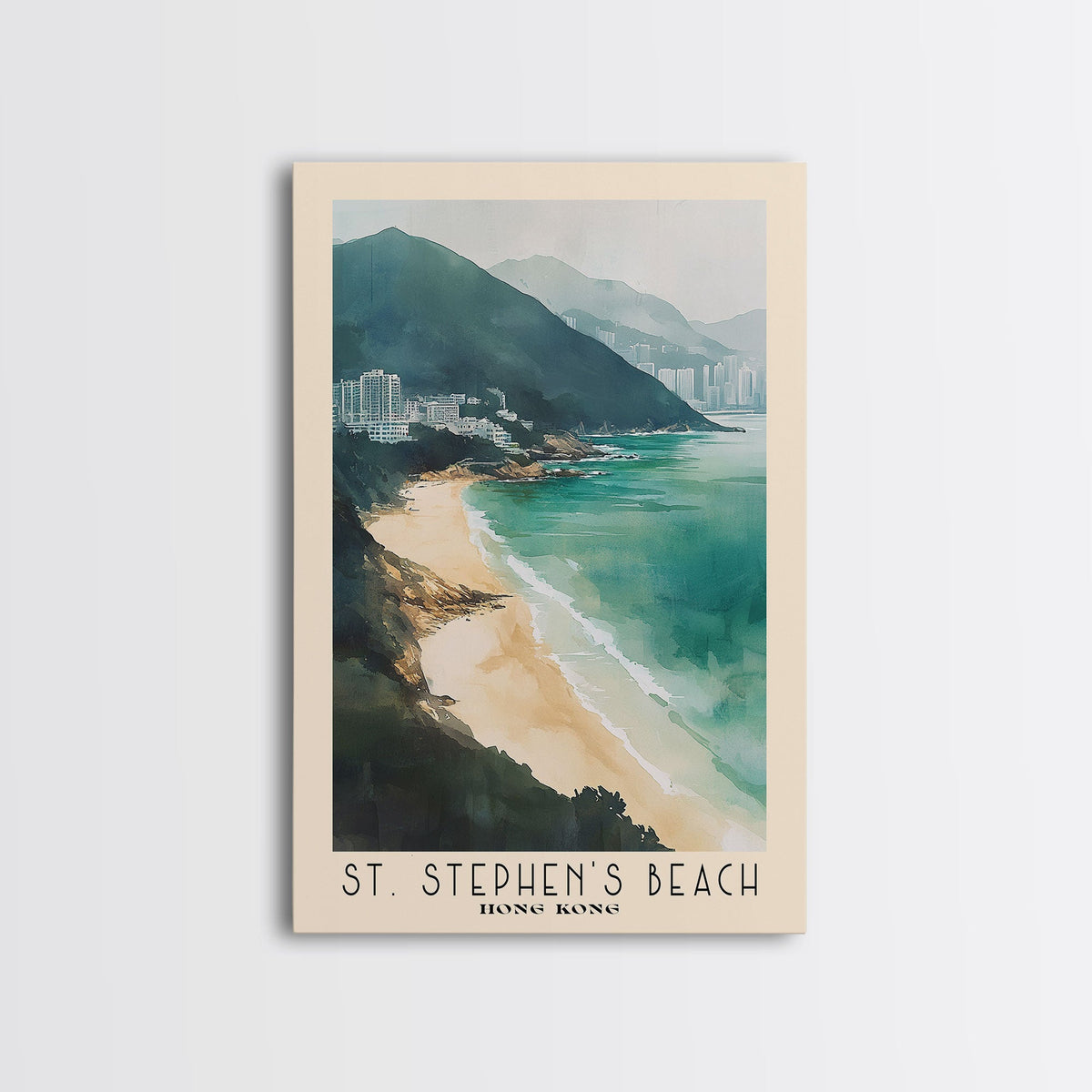 St. Stephen's Beach, Hong Kong Watercolor Print, Vacation Gift, Hong K