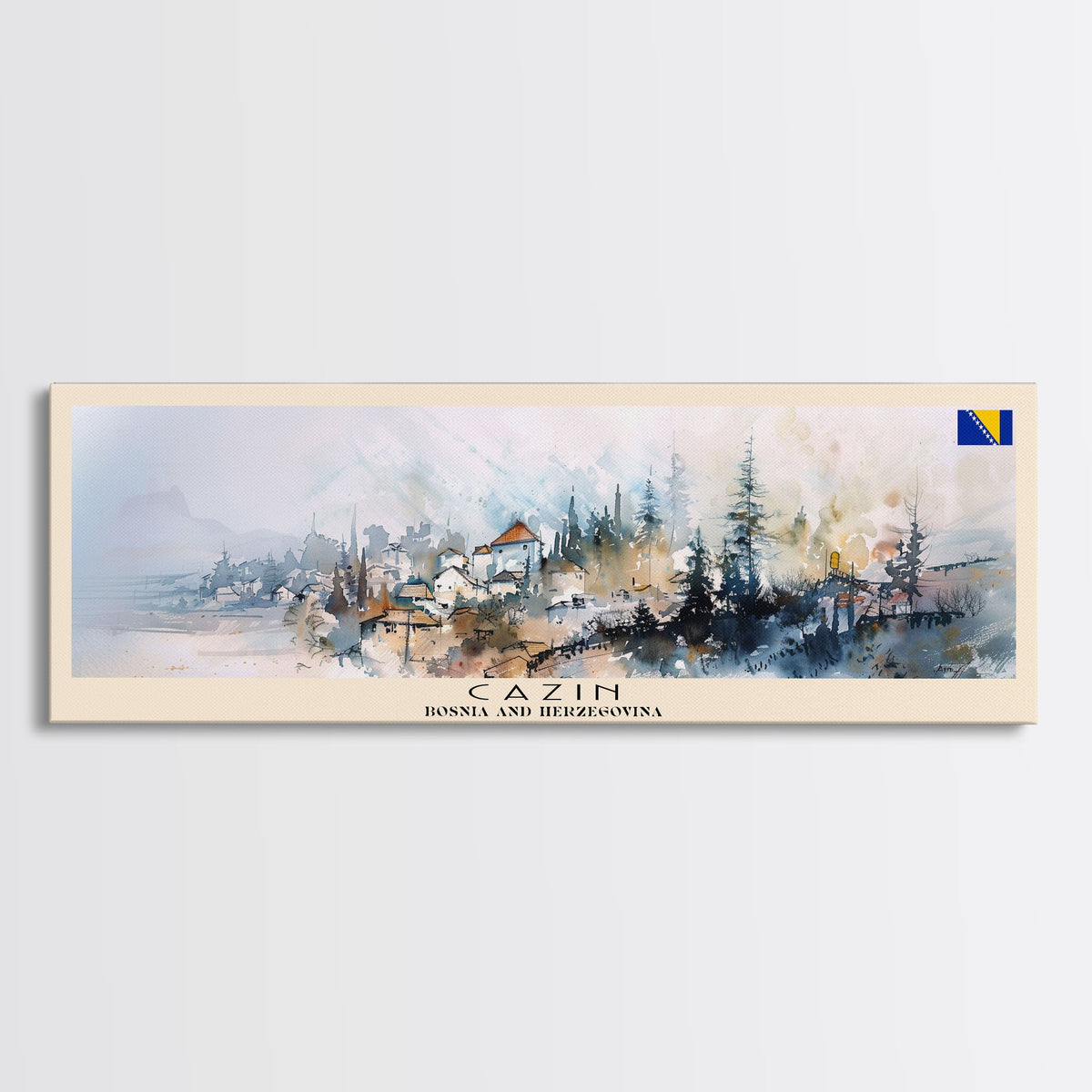 Cazin Bosnia Travel Art, City Art, Framed Canvas Print or Metal Wall A