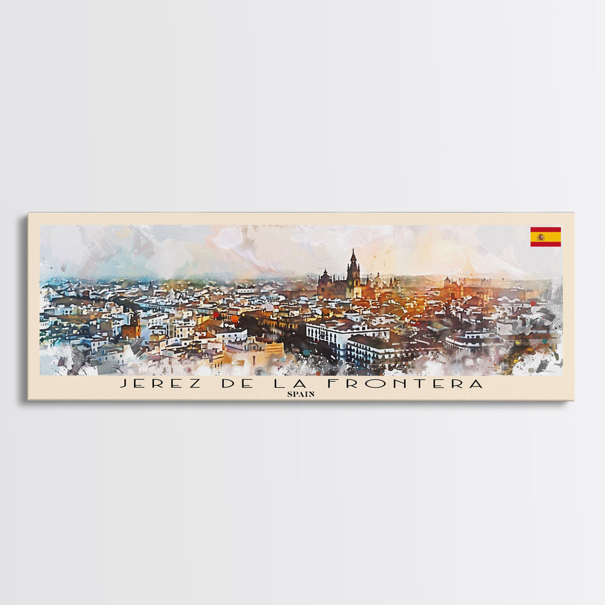 Jerez D eLa Frontera Spain Panoramic Travel Poster, Framed Canvas Prin