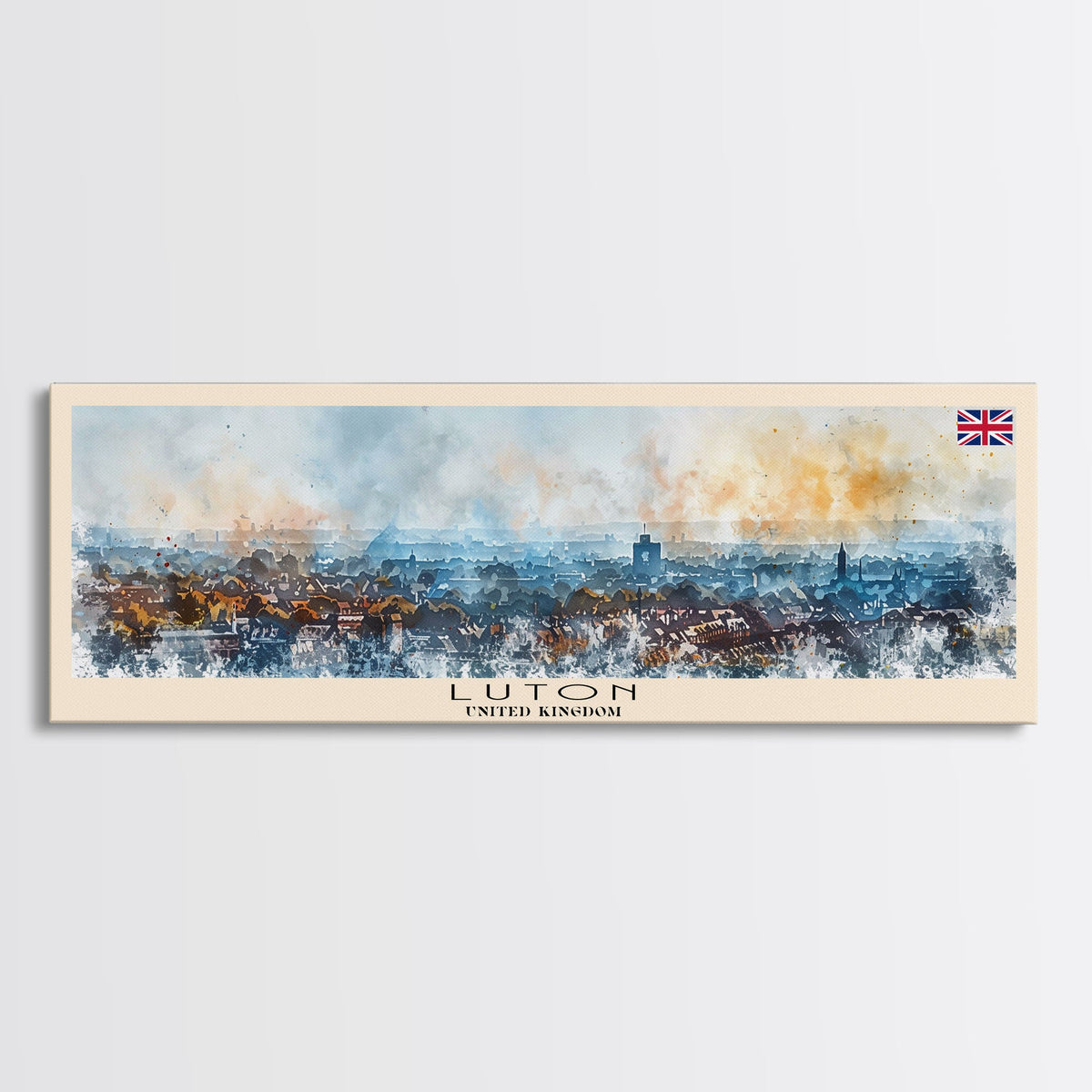 Luton United Kingdom Travel Art, City Art, Framed Canvas Print or Meta