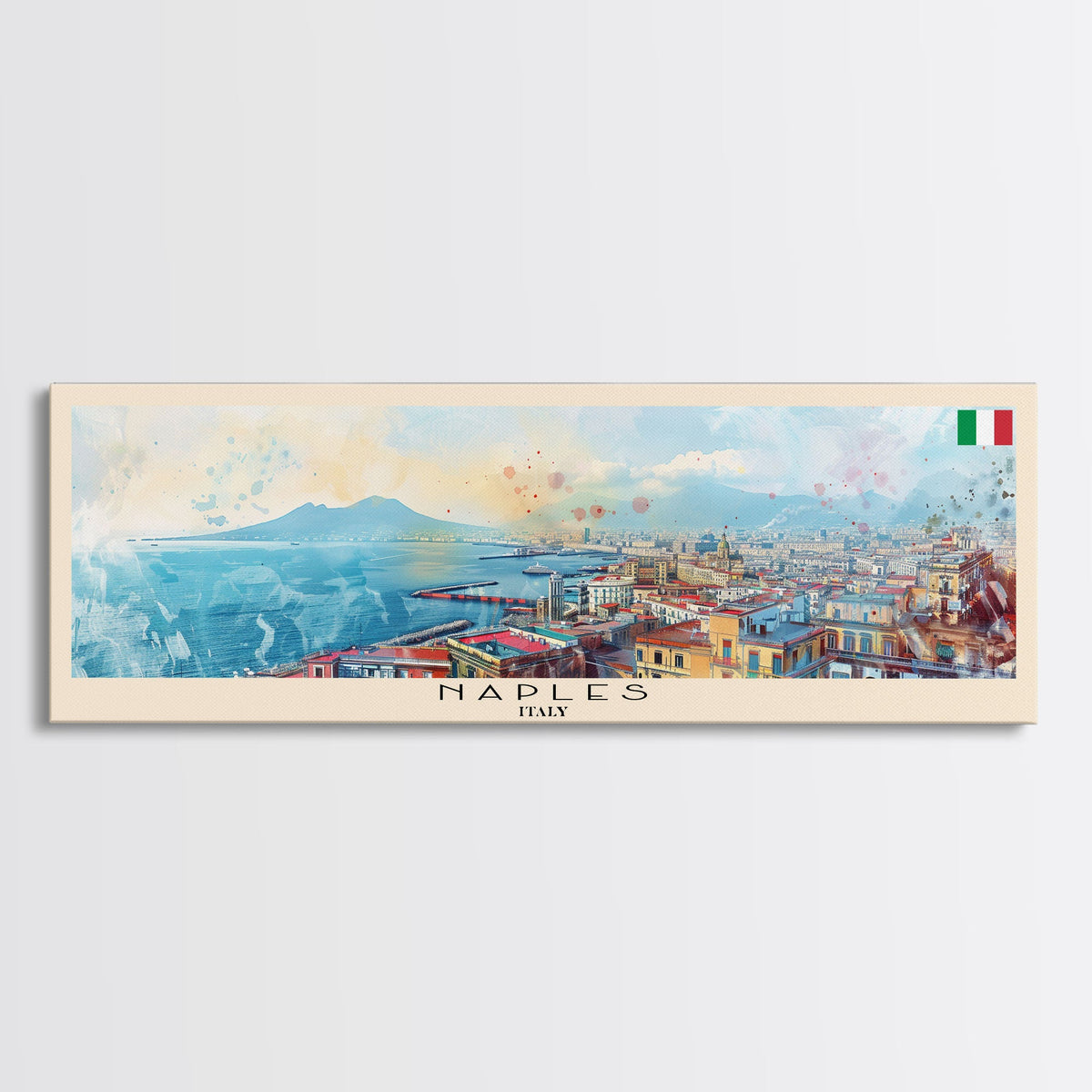 Napoles Italy Travel Art, City Art, Framed Canvas Print or Metal Wall