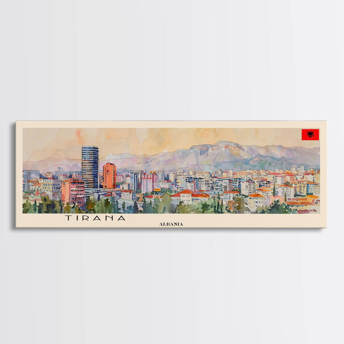 Tirana Albania Travel Art, City Art, Framed Canvas Print or Metal Wall