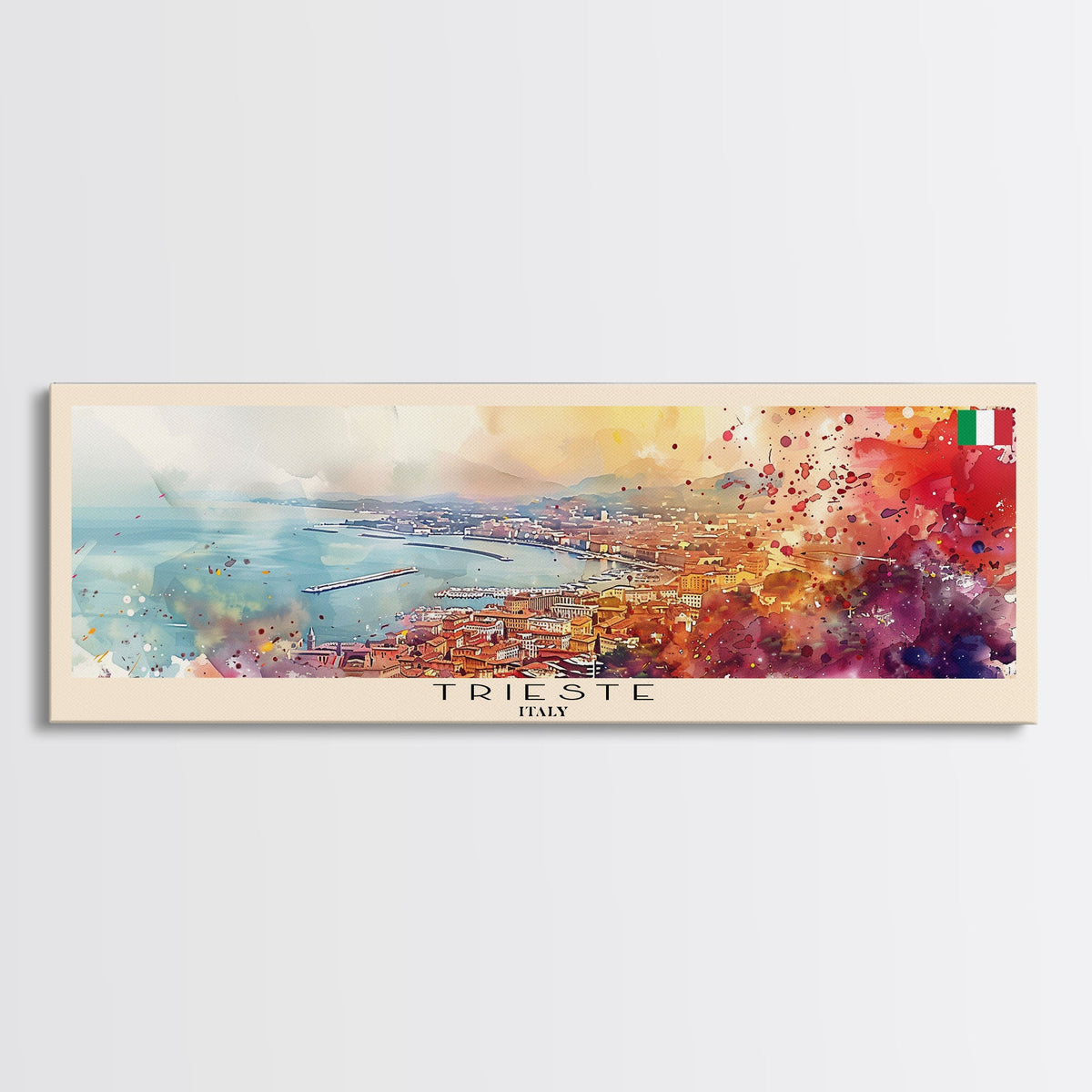 Trieste Italy Panoramic Travel Poster, Framed Canvas Print or Metal Wa