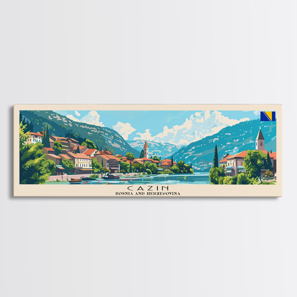 Cazin Bosnia Travel Art, City Art, Framed Canvas Print or Metal Wall A