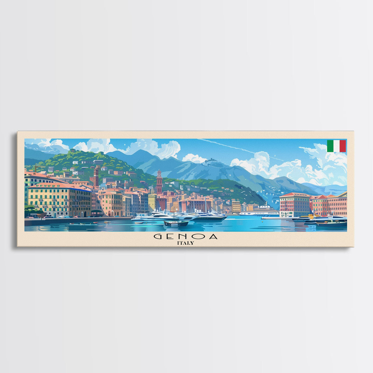 Genoa Italy Travel Art, City Art, Framed Canvas Print or Metal Wall Ar