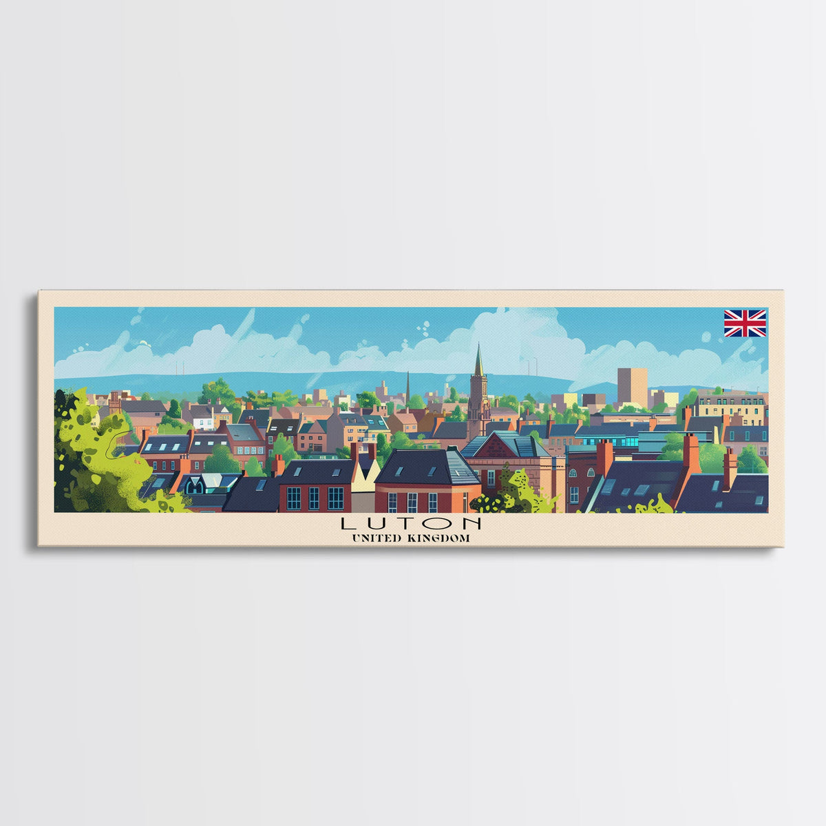 Luton United Kingdom Travel Art, City Art, Framed Canvas Print or Meta