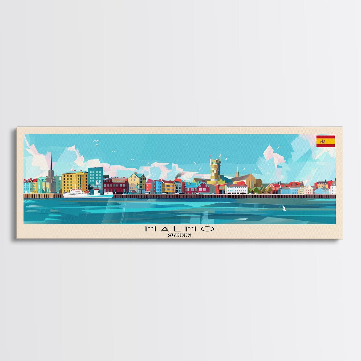 Malmo Sweden Travel Art, City Art, Framed Canvas Print or Metal Wall A